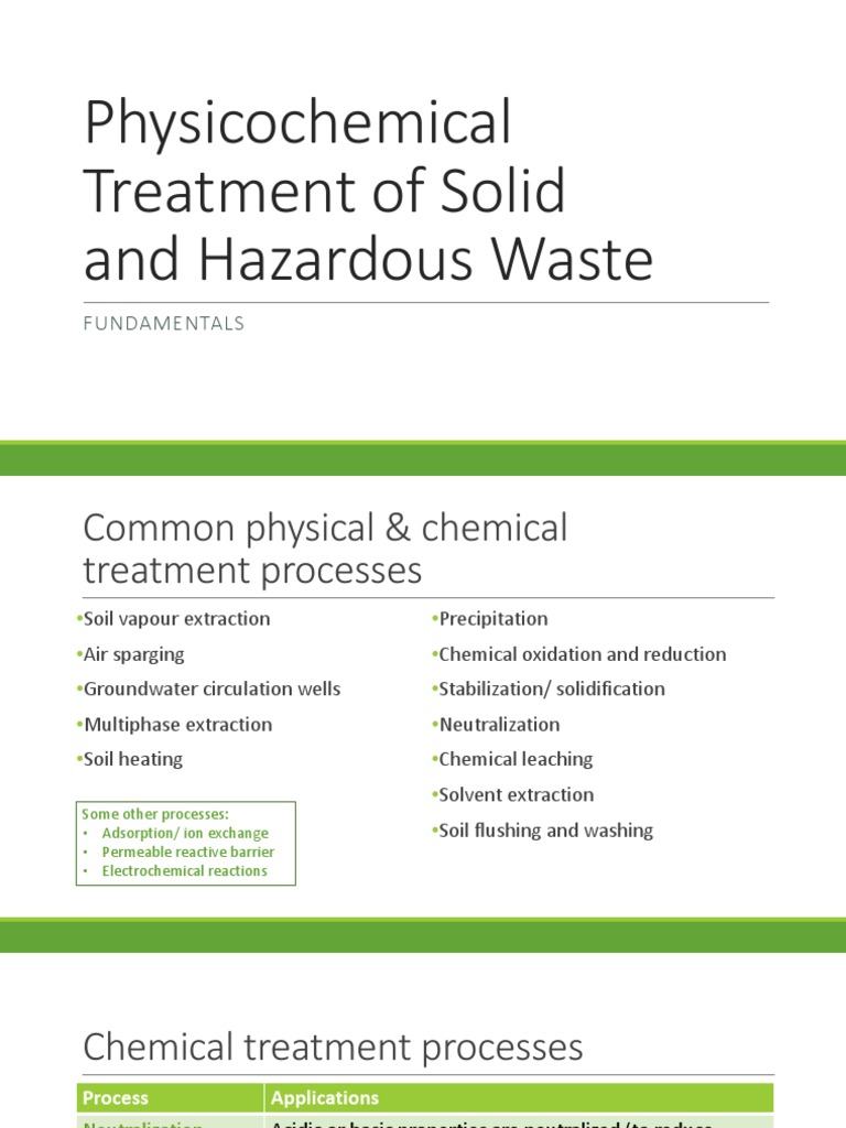 Physico Chemical Treatment Solid Hazardous Waste Presentation | PDF ...