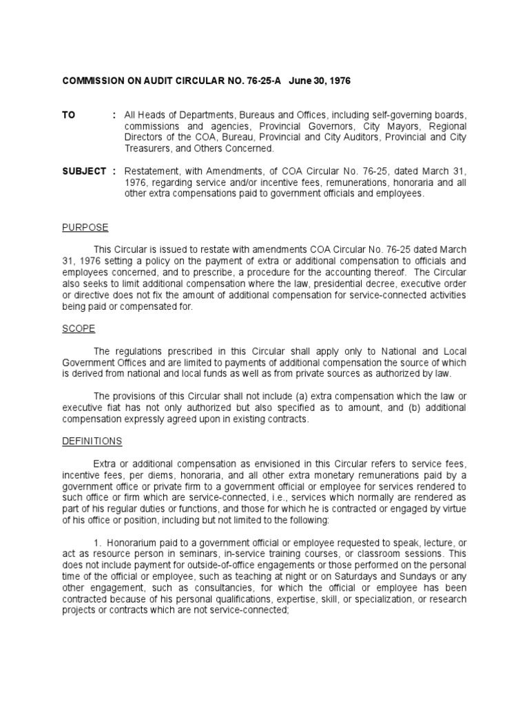 Guidelines on Extra Compensation for Gov't Employees | PDF | Employment ...
