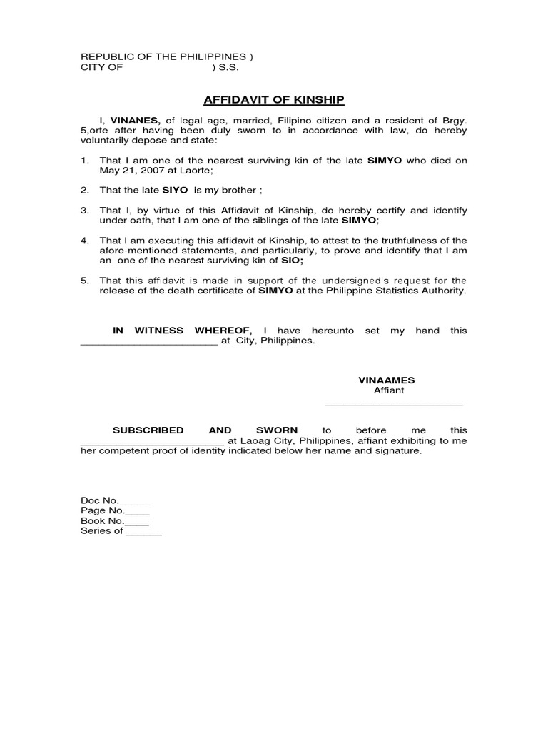 Affidavit of Kin | PDF