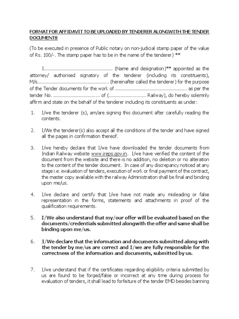 Format For Affidavit For Credentials PDF | PDF