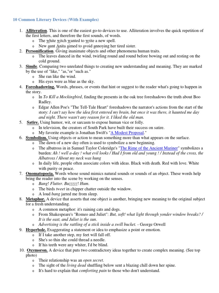 10 Common Literary Devices | PDF