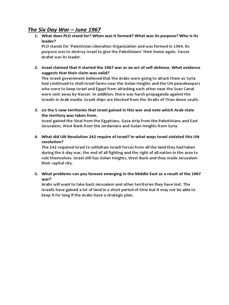 The SIx Day War - June 1967 | PDF | Politics | Religion & Spirituality
