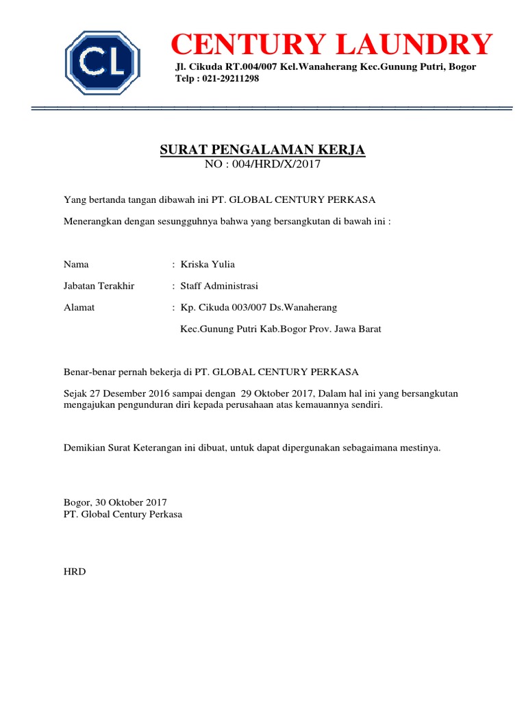 Contoh Paklaring | PDF