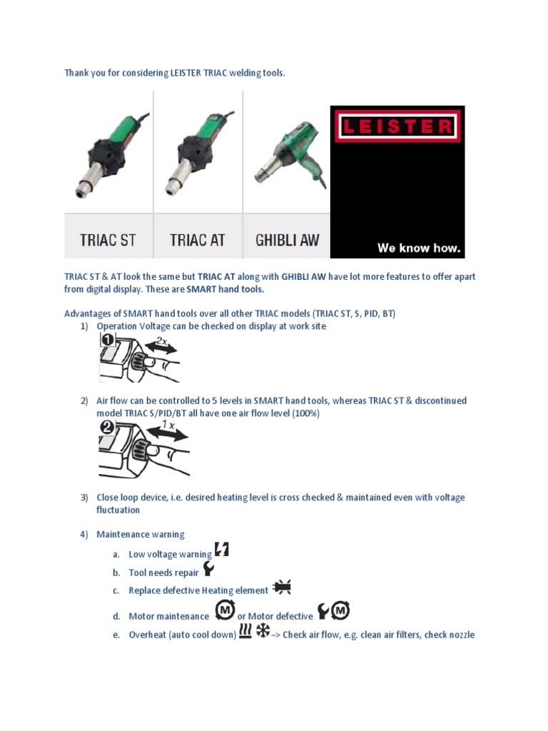 Leister TRIAC AT: Smart Hand Tool Features | PDF