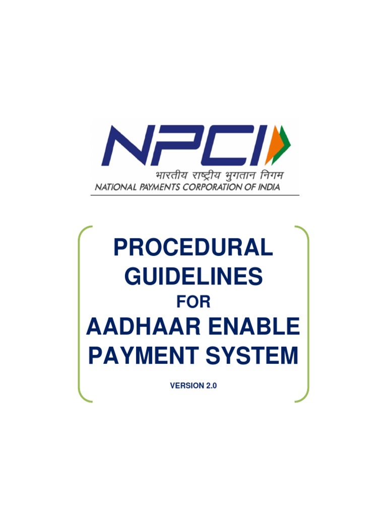 Procedural Guidelines AePS V2.0 PDF | PDF