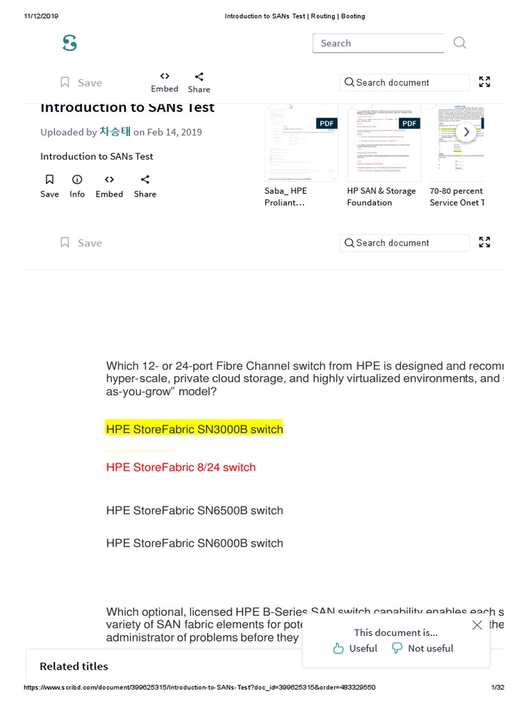 Introduction To SANs Test - Routing - Booting PDF | PDF