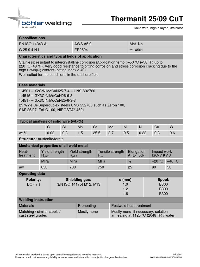 T - Thermanit 25 - 09 CuT - de - en - 5 | PDF