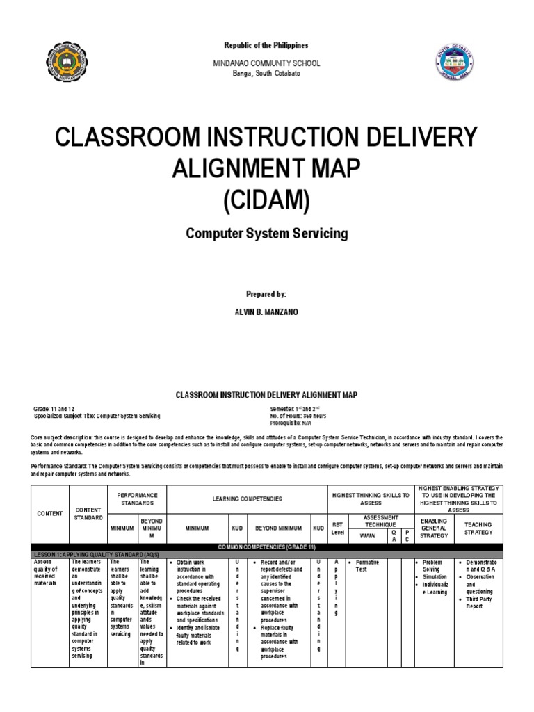 Classroom Instruction Delivery Alignment Map | PDF