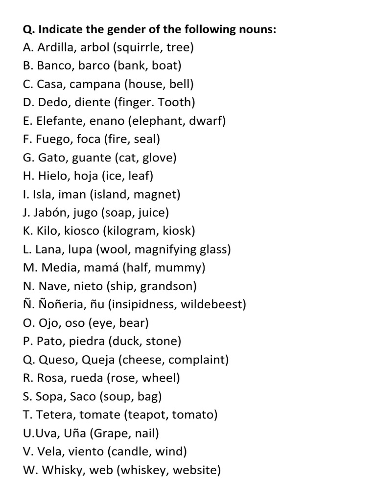 Género de Sustantivos en Español | PDF