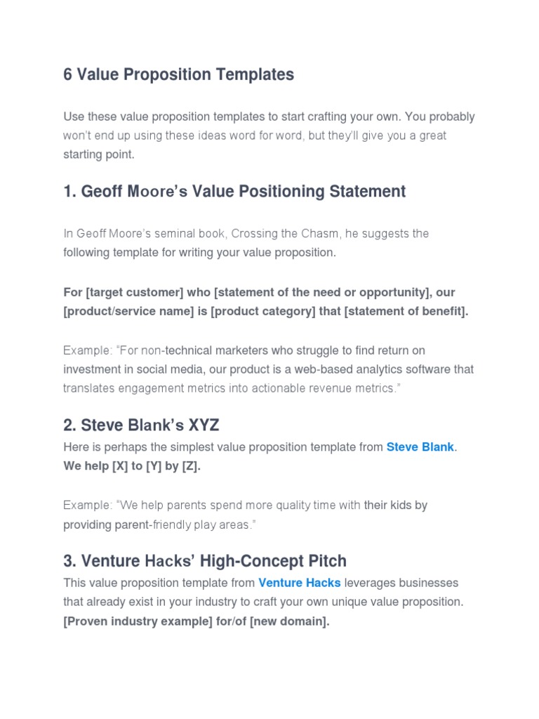 Value Proposition Statement Example