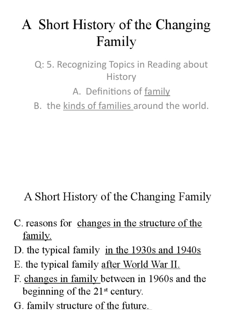 A Short History of The Changing Family | PDF | Family | Interpersonal ...