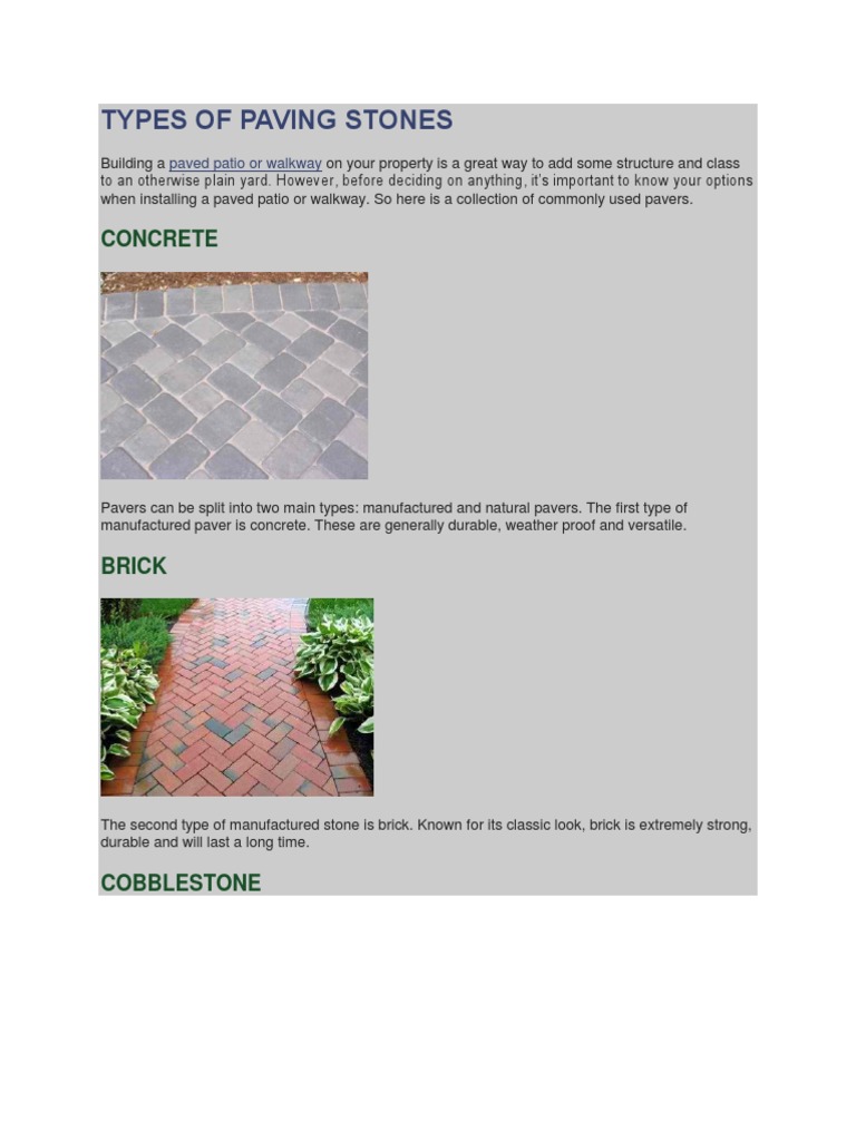 Types of Paving Stone | PDF