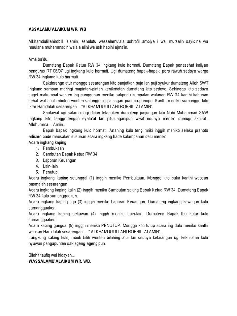 Pranata Adicara Bahasa Jawa | PDF