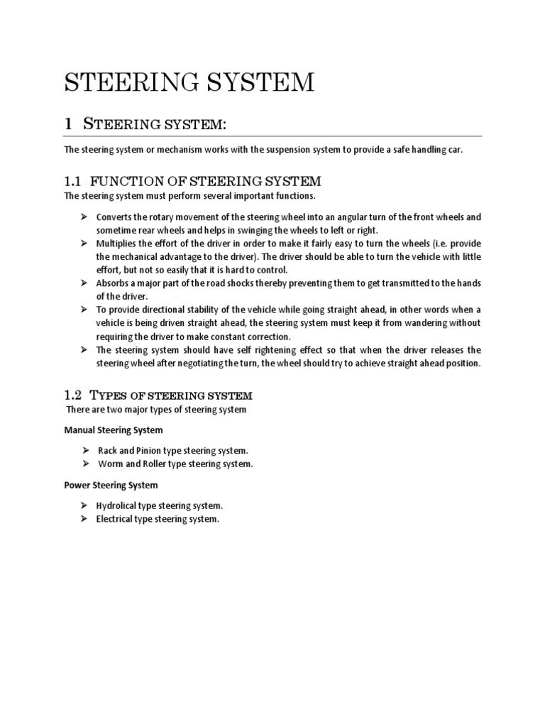 Steering System | PDF