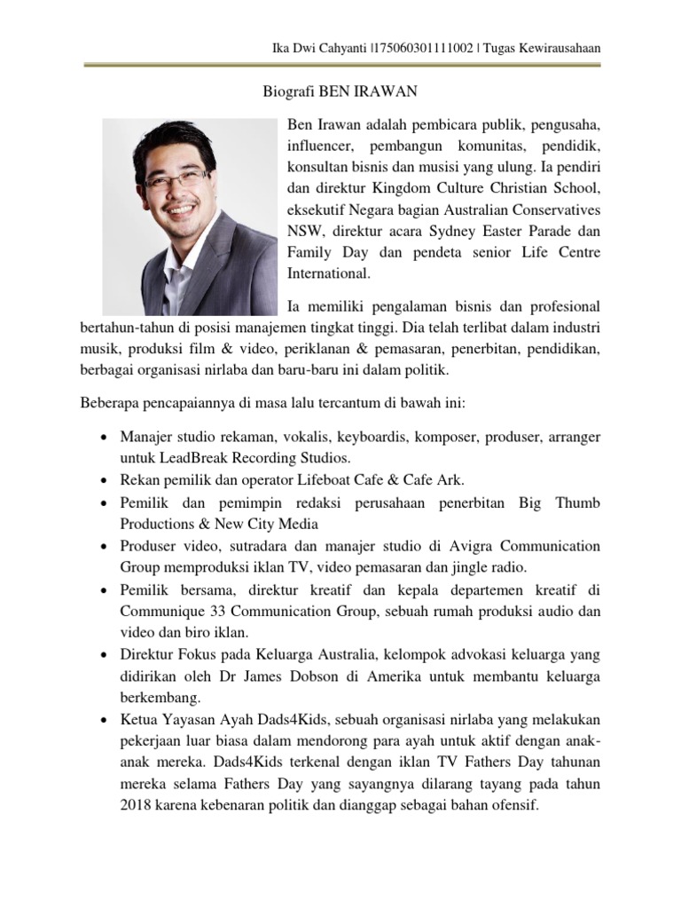 Biografi BEN IRAWAN | PDF