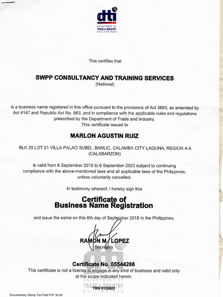 DTI Registration PDF | PDF