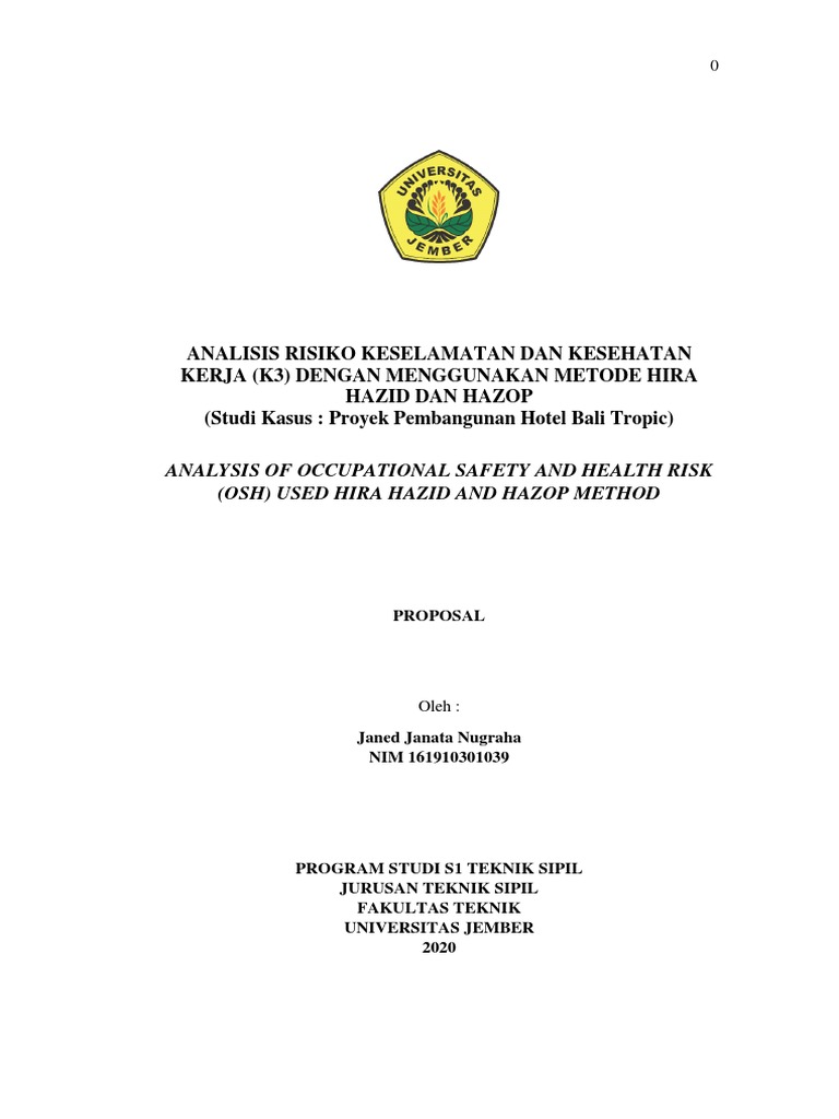 ANALISIS RISIKO KESELAMATAN DAN KESEHATAN KERJA (K3) PADA PROYEK PEMBANGUNAN HOTEL BALI TROPIC ...