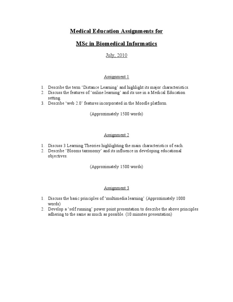 Medical Education Assignments For | PDF | Educational Psychology | Pedagogy
