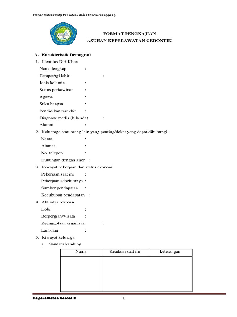 Format Pengkajian Gerontik Jadi | PDF