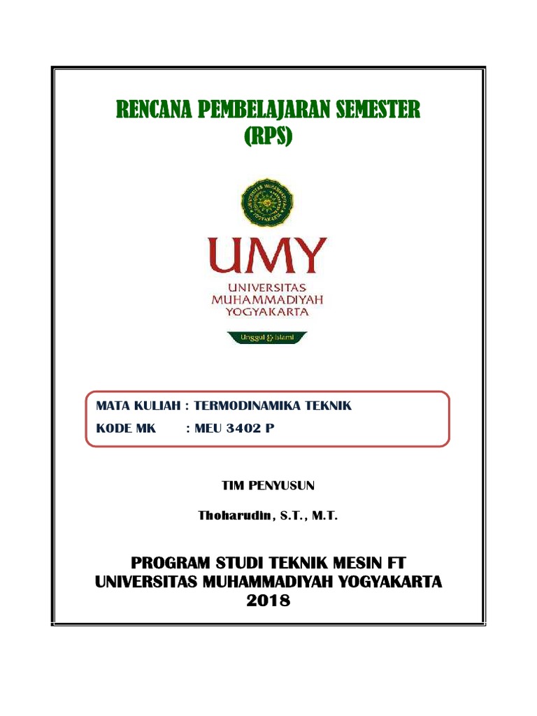 RPS Termodinamika Teknik | PDF