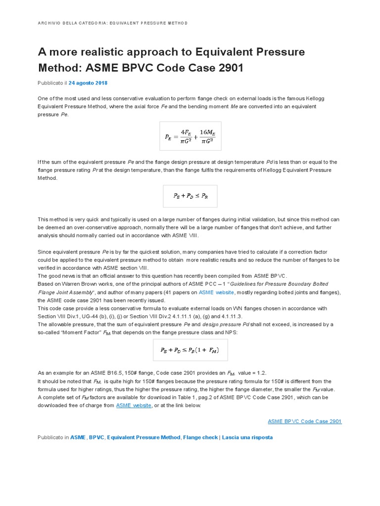 A More Realistic Approach To Equivalent Pressure Method ASME BPVC Code Case 2901 | PDF