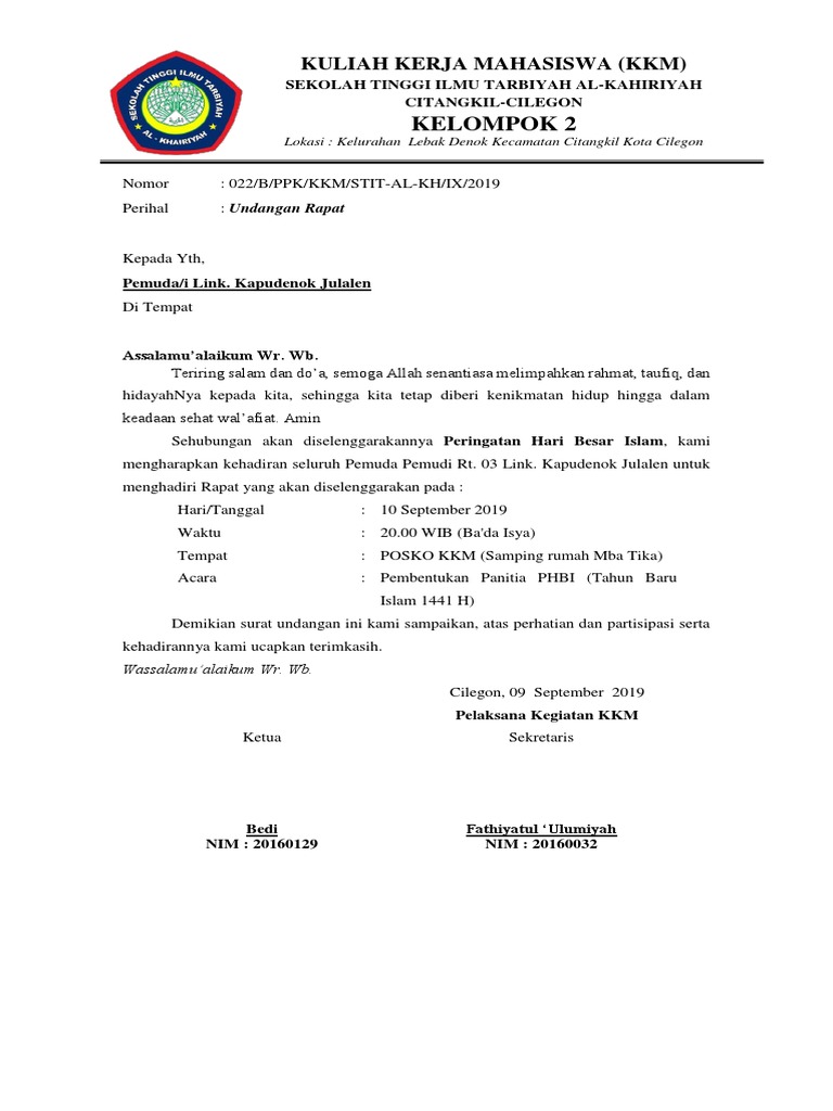 Undangan Rapat Pemuda JLN | PDF