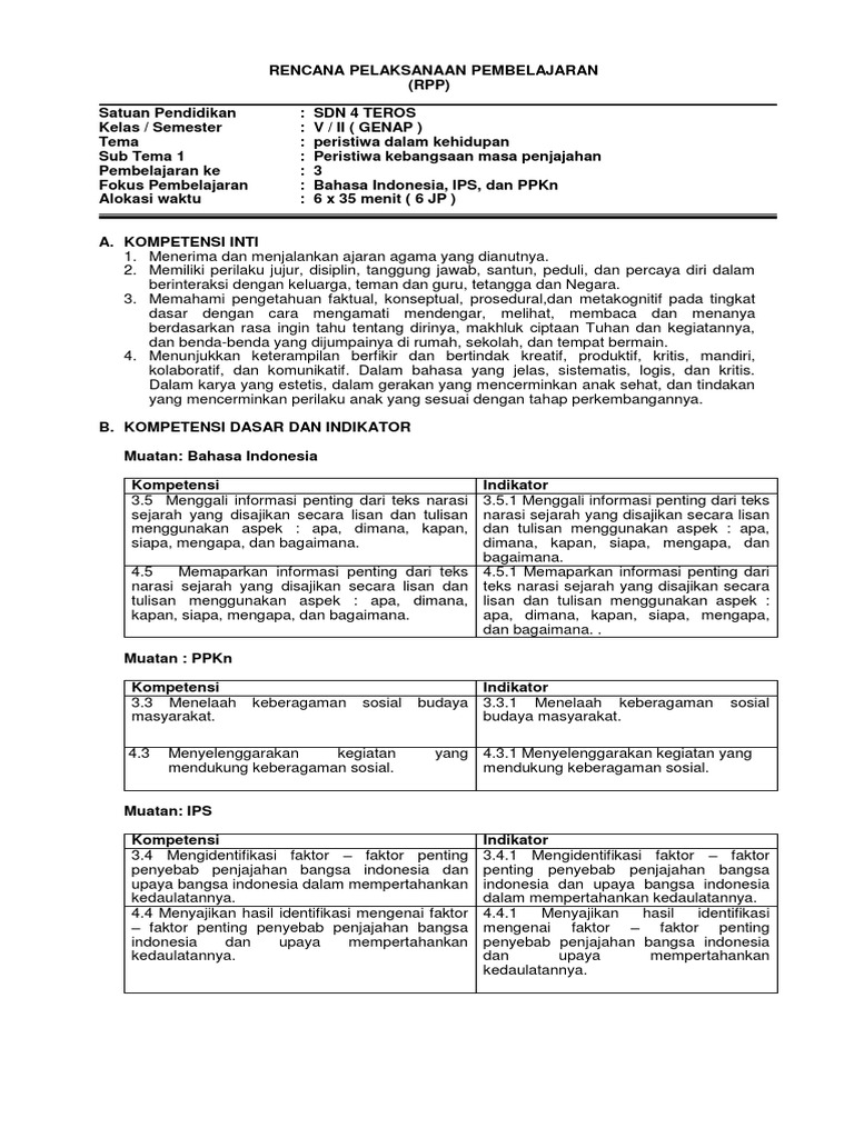 RPP Kelas 5 | PDF