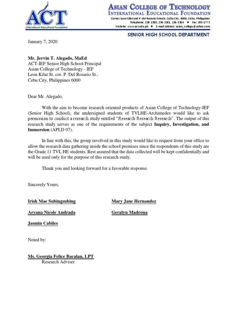 Transmittal Letter Sample For in Campus Data Gathering | PDF