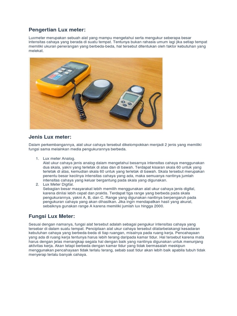 Pengertian Lux Meter | PDF