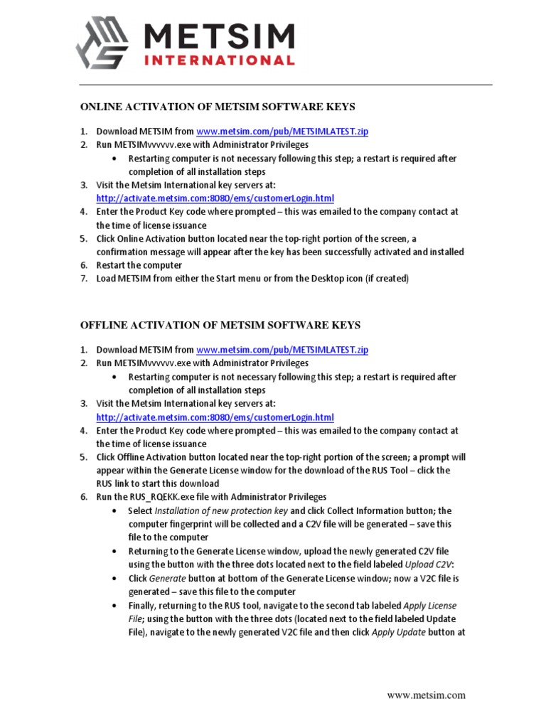 METSIM Software Key Activation | PDF