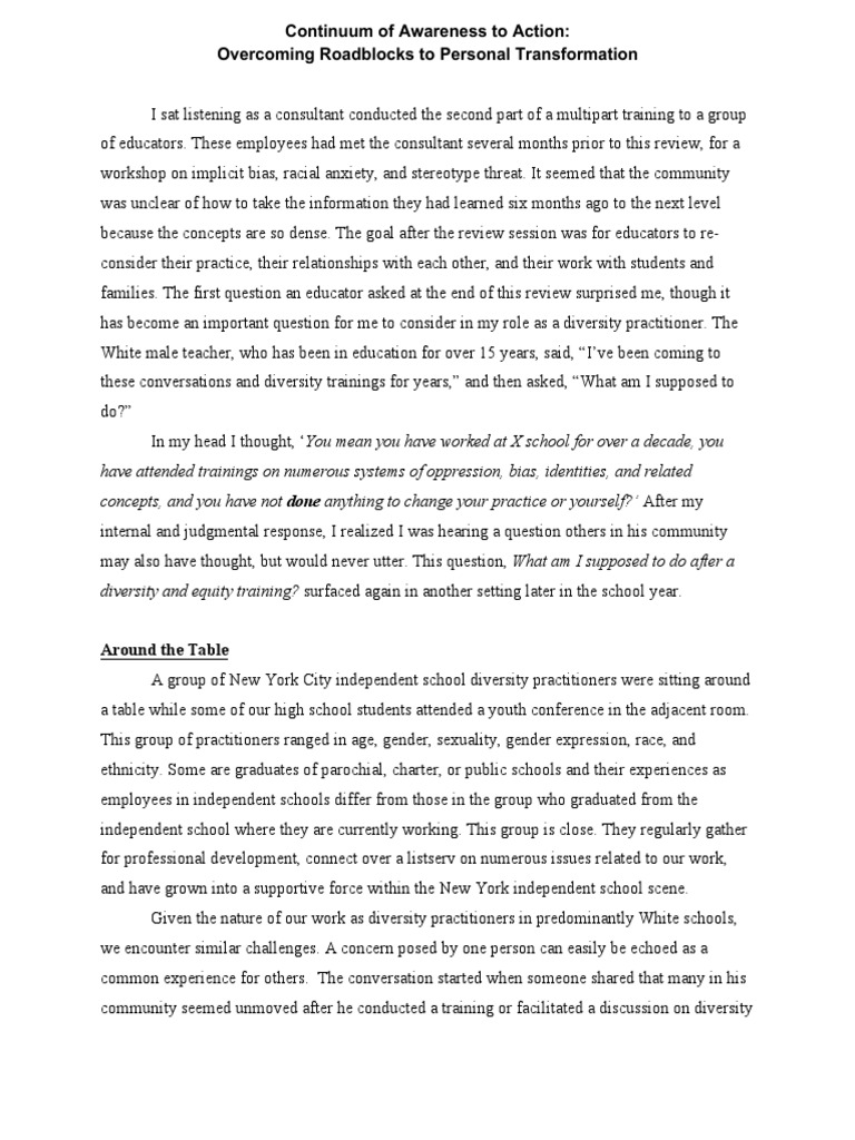 Continuum of Awareness To Action Part One | PDF