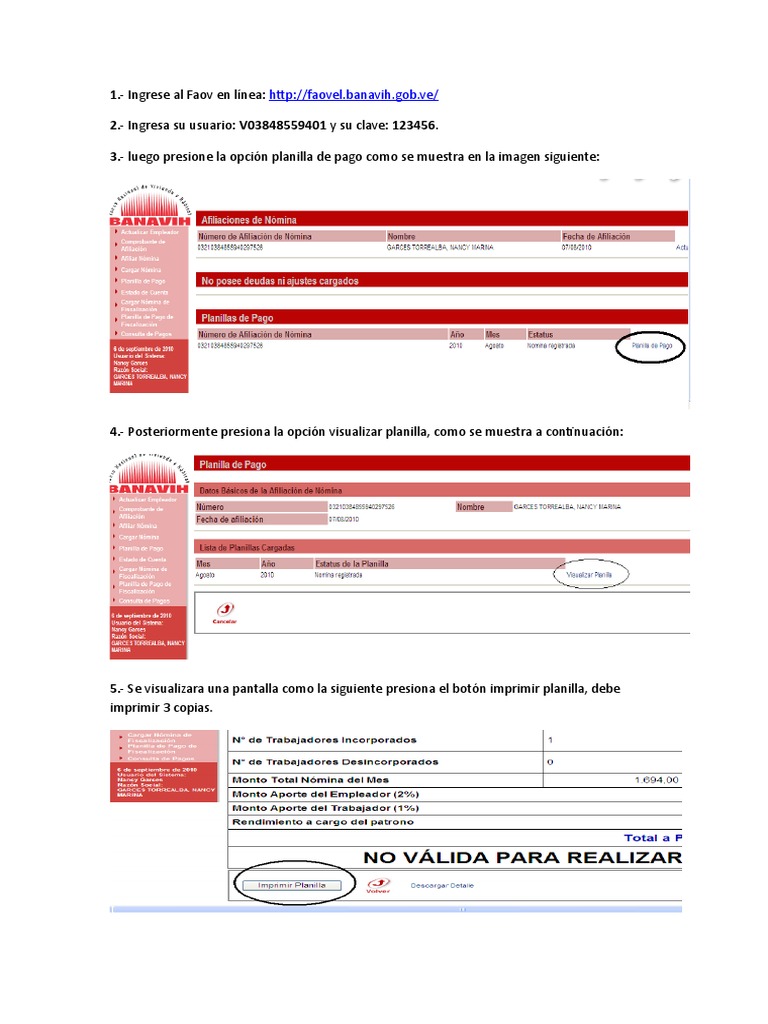 Pasos Para Generar Planilla Faov. | Informática y tecnología de la información | Ciencia y ...