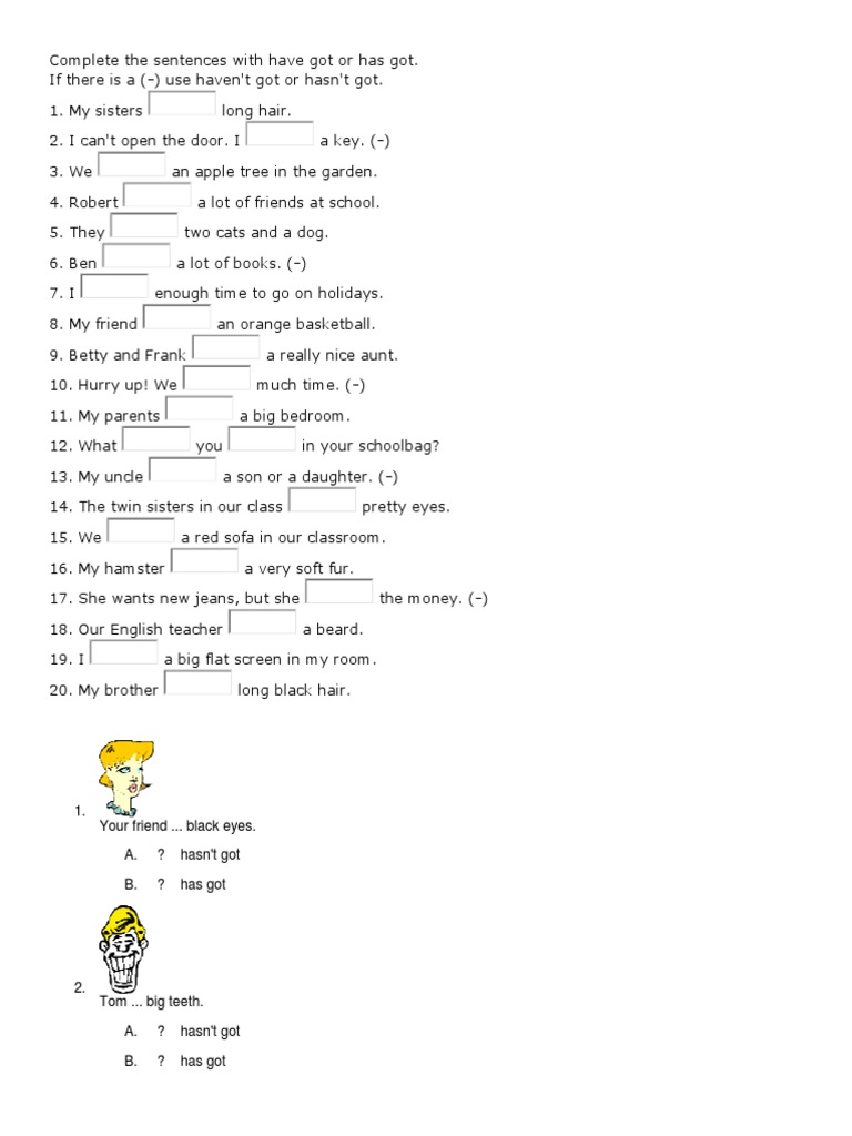 Exercises on "Have Got" vs "Has Got" | PDF | Language Arts & Discipline