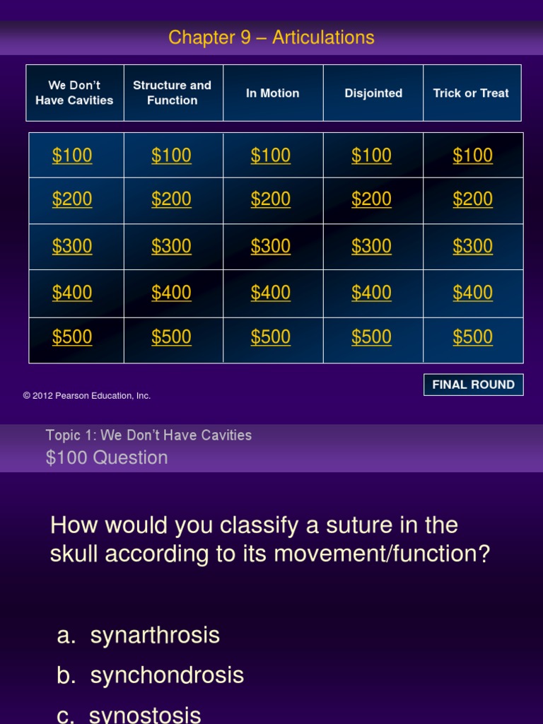 Chapter 9 Joint Anatomy and Physiology Quiz | PDF