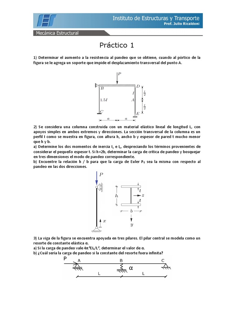 Práctico 1 - Pandeo de Columnas | PDF