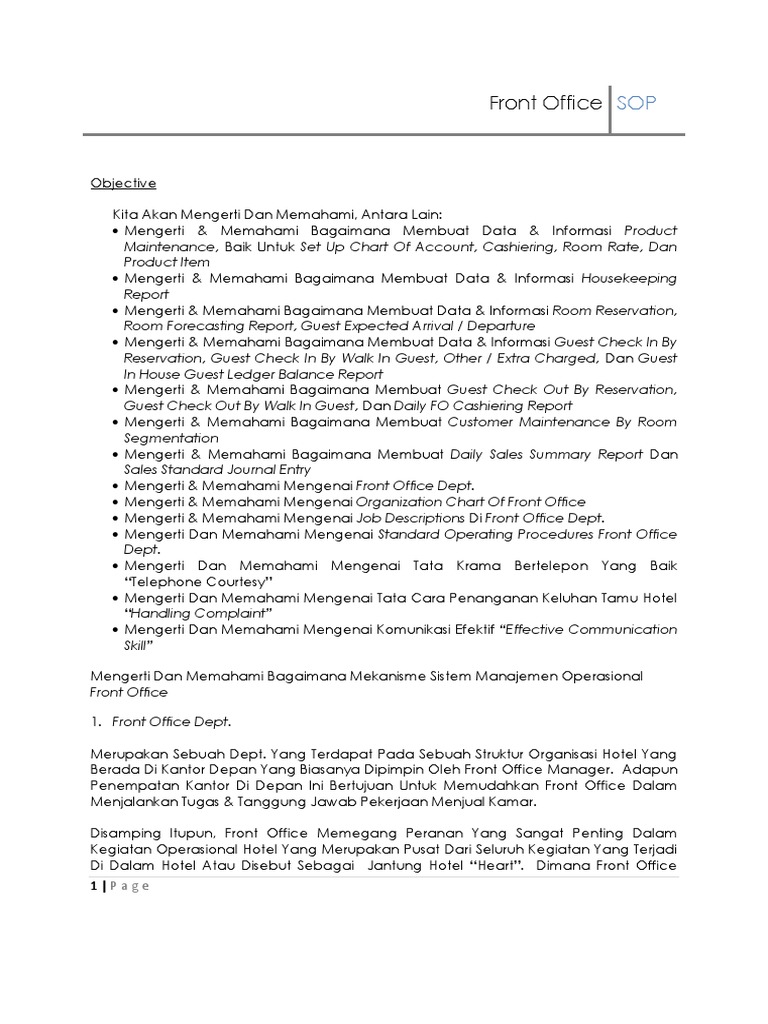 Front Office System PDF | PDF