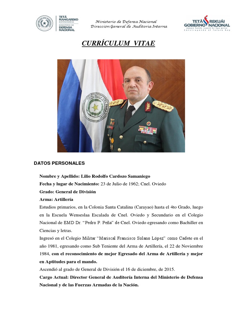Currículum de Lilio Rodolfo Cardozo | PDF