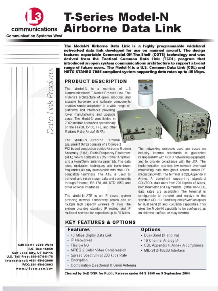 T SeriesModel NAirborneDataLink | PDF | Bit Rate | Computer Network