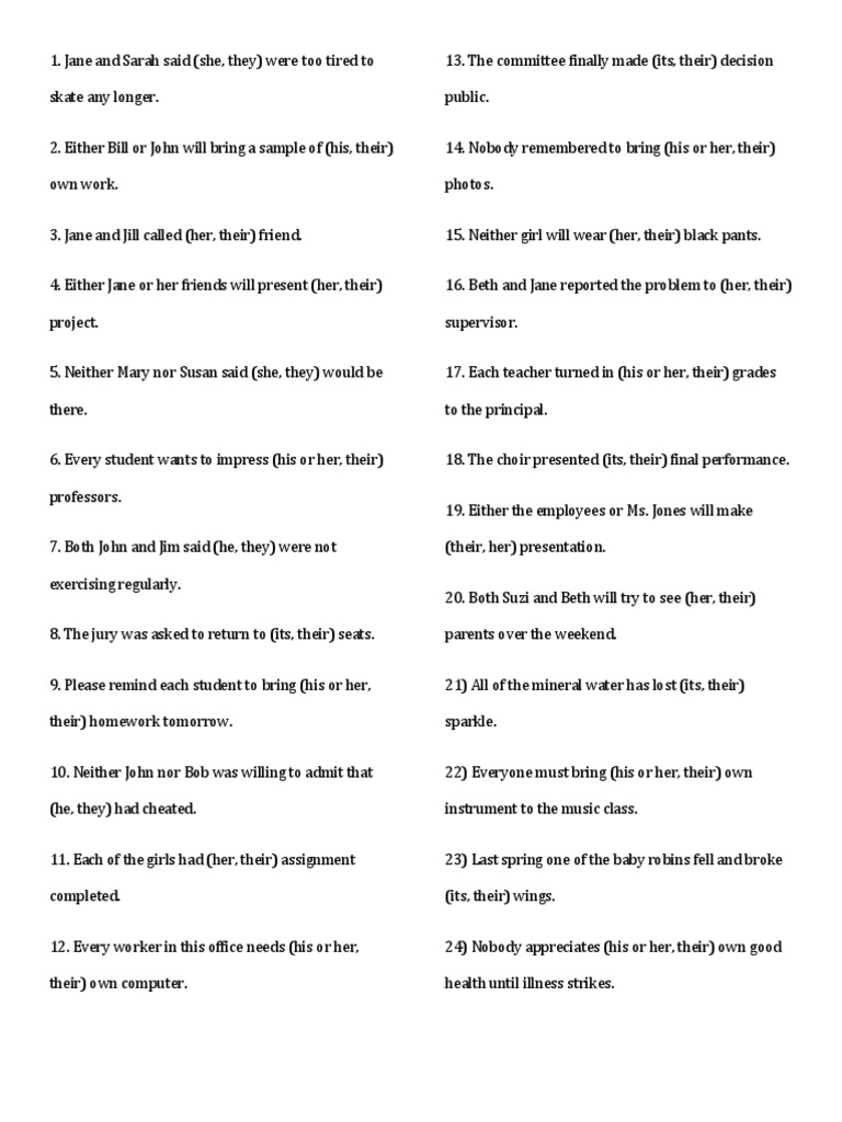 Pronoun-Antecedent Worksheet | PDF