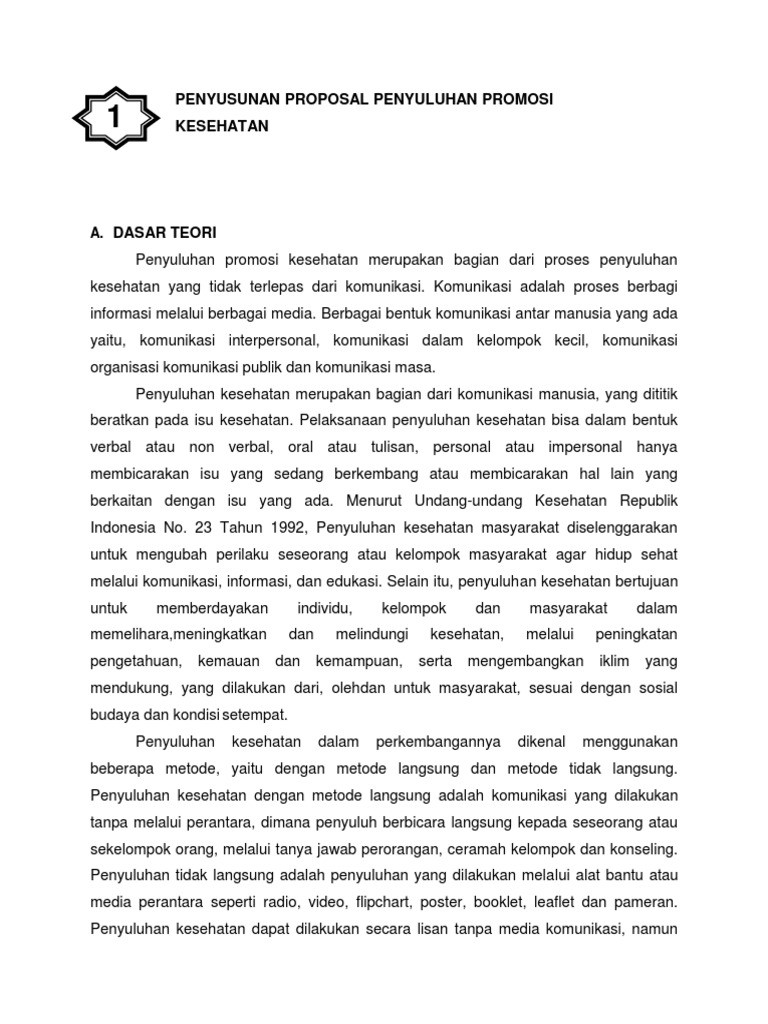 Penyusunan Proposal Penyuluhan Promosi Kesehatan | PDF