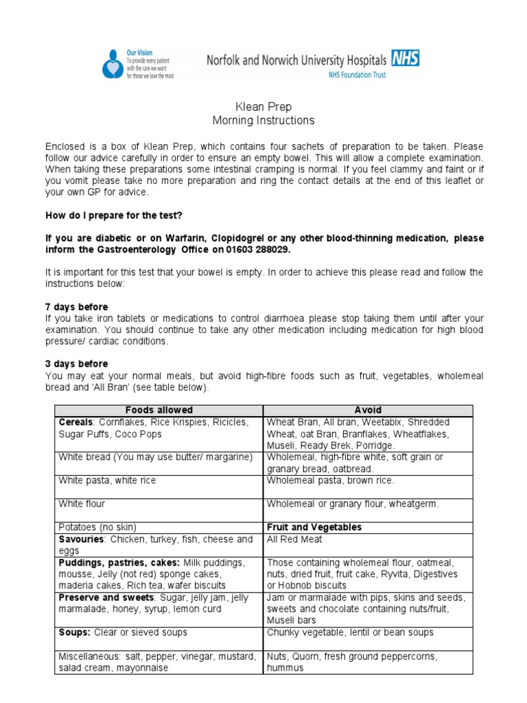 Klean Prep Instruction Morning Instructions - Gastro Department 15.0.39 ...