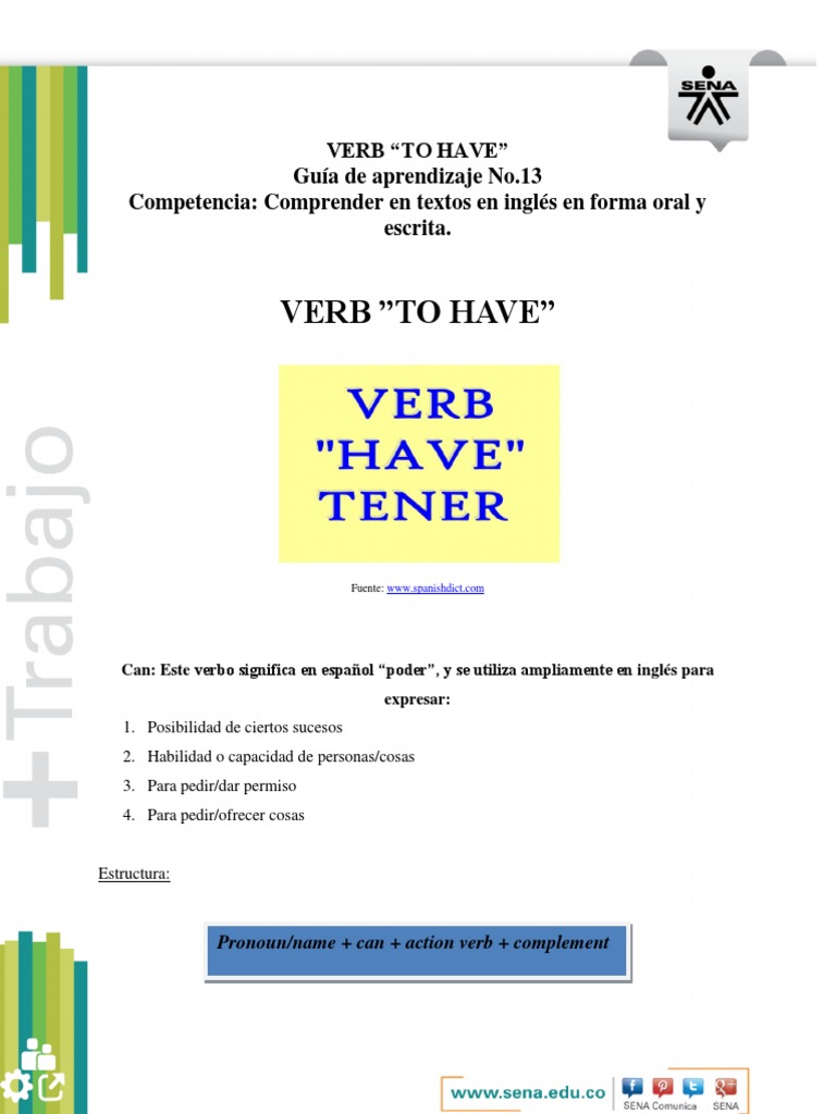 Guide 13 - Supportmaterial Verb To Have | PDF