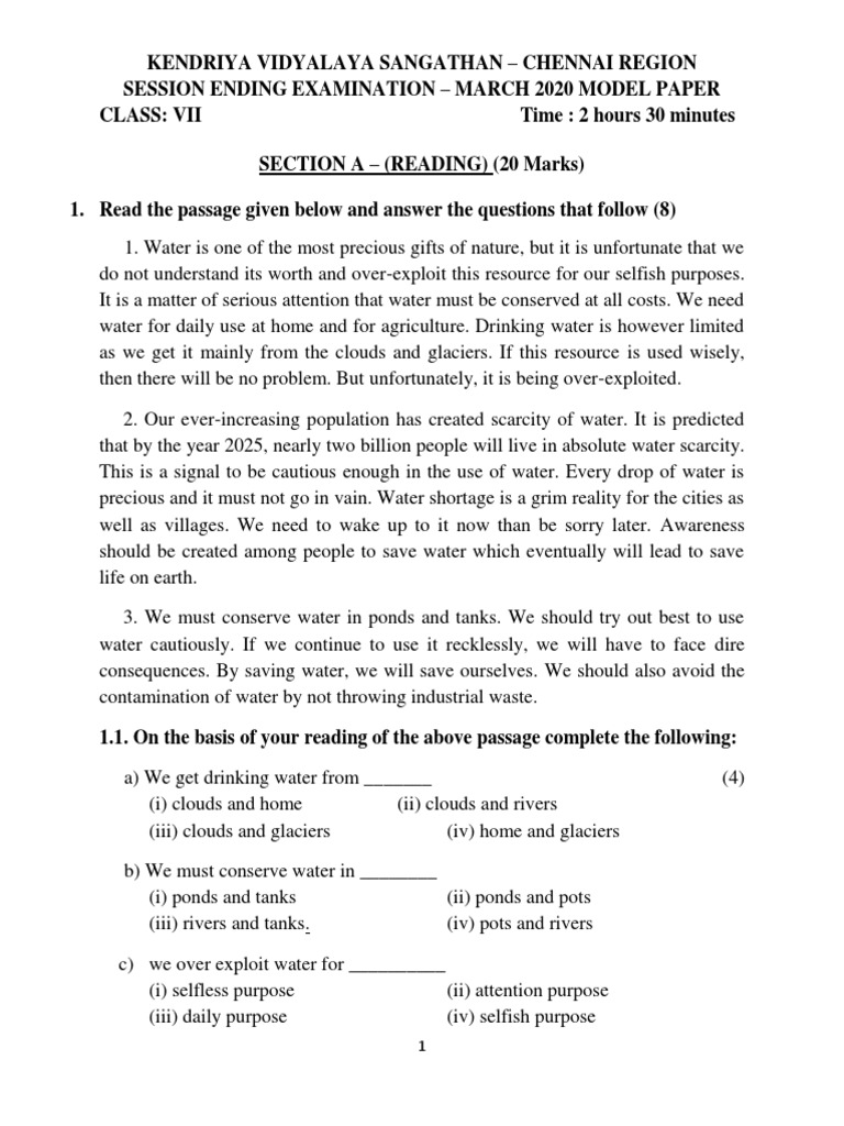 7 Sample Question Paper | PDF