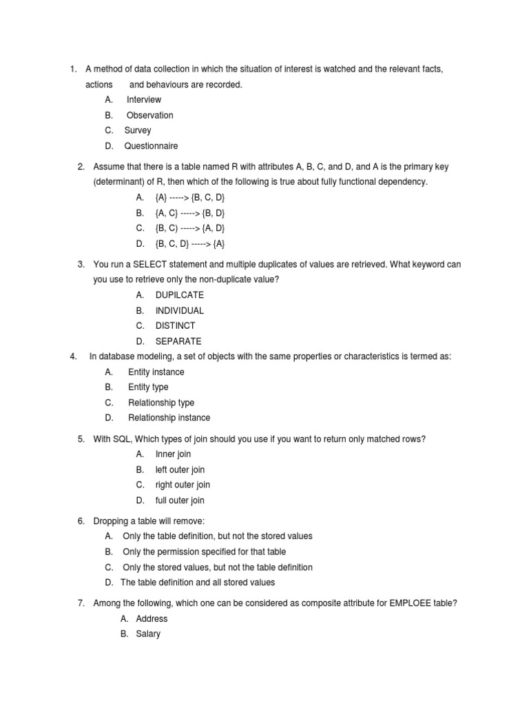 DB-III Coc Sample Exam | PDF