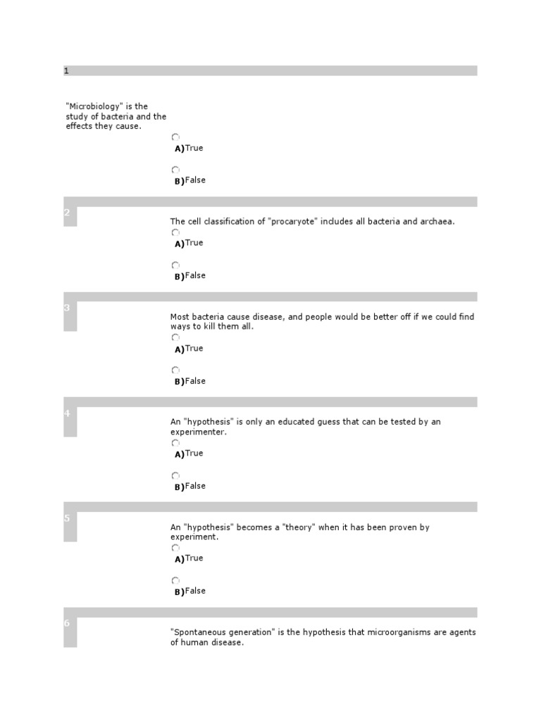 Chapter 1 Microbiology Quiz Questions | PDF | Science & Mathematics
