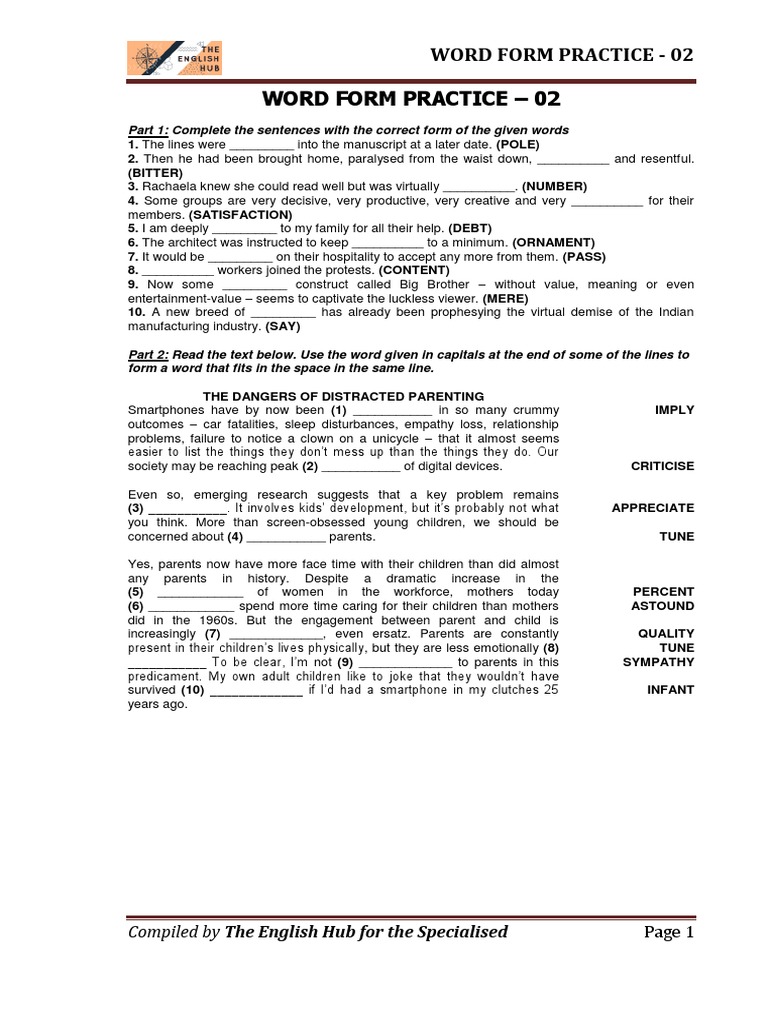 Word Form Practice - 02 | PDF