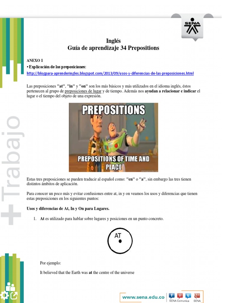 Usos y diferencias de "at", "in", "on" | PDF