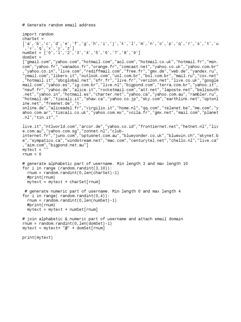 Random Email Python | PDF