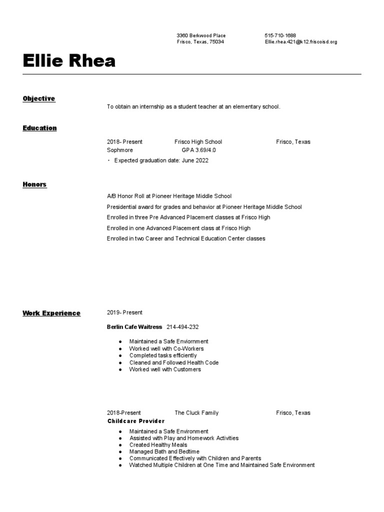 Ellie Rhea Resume 1 | PDF