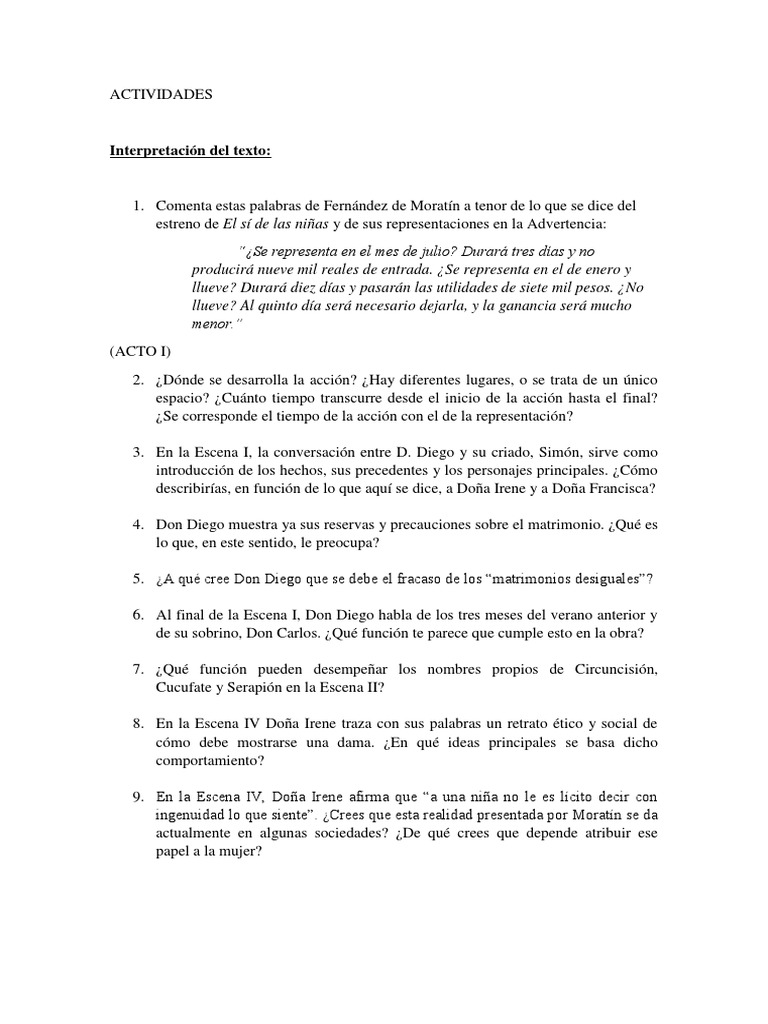 Análisis de "El sí de las niñas" | PDF | Ciencias sociales | Derecho